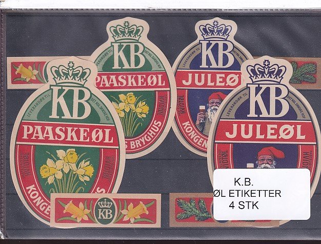 Etiketter - K.B. - 4 Stk. - Øl- og sodavandsetiketter - Samlerhuset
