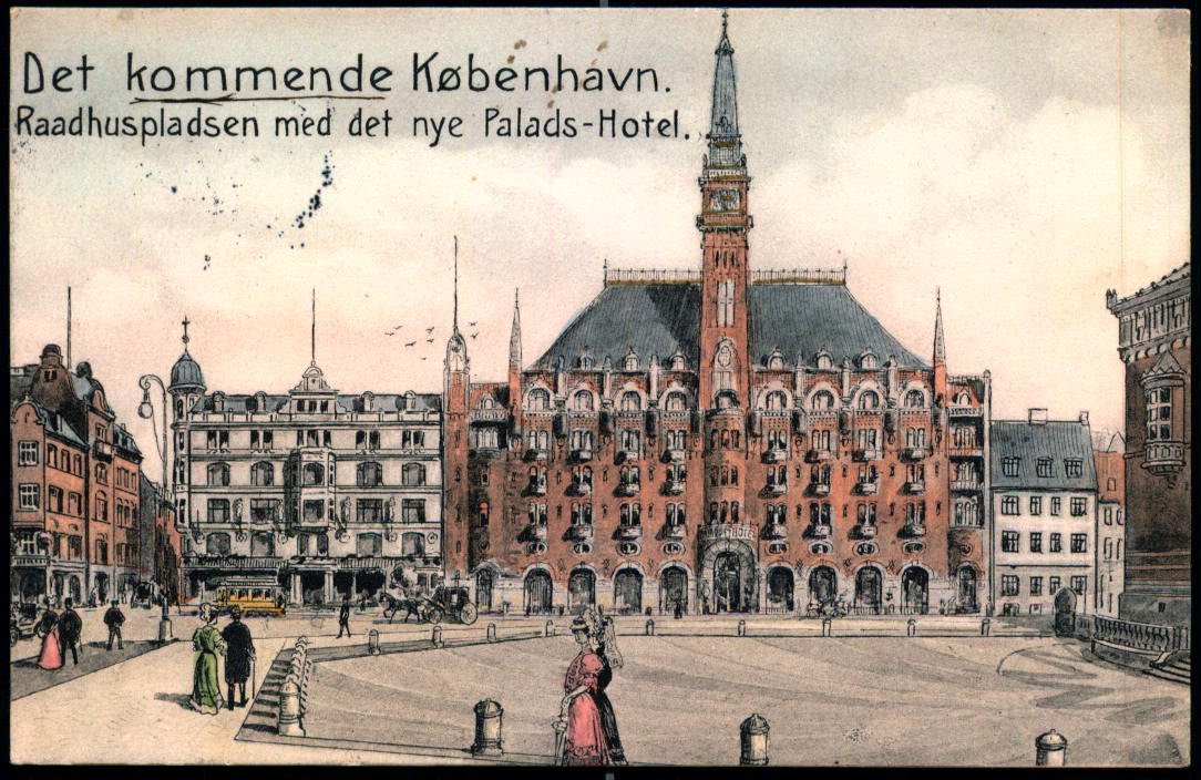 Det kommende København - Raadhuspladsen med det nye Palads-Hotel ...